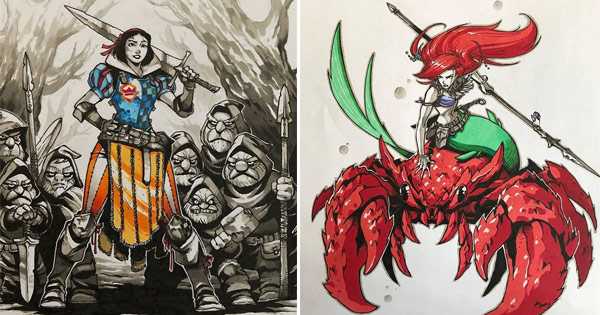 ศิลปินผู้นี้เปลี่ยนเจ้าหญิงดิสนีย์ ให้เป็นอัศวินนักรบในชุดเกราะ - เพชรมายา