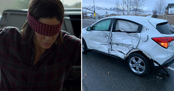 สาววัยรุ่นขับรถชน เพราะปิดตาขับรถเลียนแบบหนังเรื่อง Bird Box - เพชรมายา