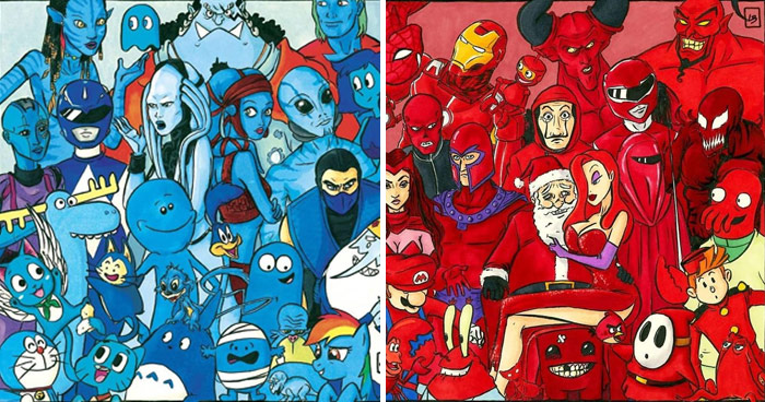 ศิลปินผู้นี้ รวมตัวละครที่สีเดียวกันมาไว้ด้วยกันในภาพเดียว (ภาพใหม่ ...